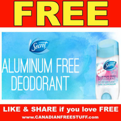 Secret FREE Sample of Secret Aluminum Free Deodorant -GO!!